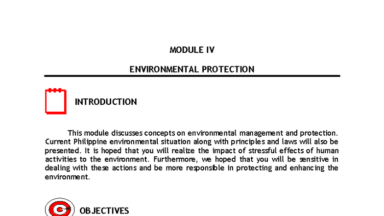 NSTP 1 Module IV: Environmental Protection Concepts and Laws - Studocu