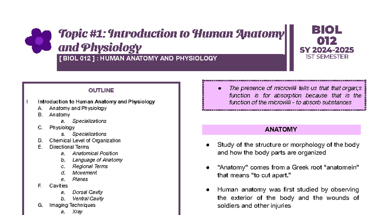Introduction to Human Anatomy and Physiology BIOL 012 Lab Notes - Studocu