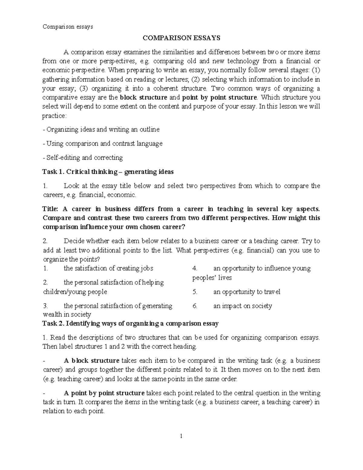 Unit 4: Compare and Contrast Essays - An In-Depth Guide - Studocu