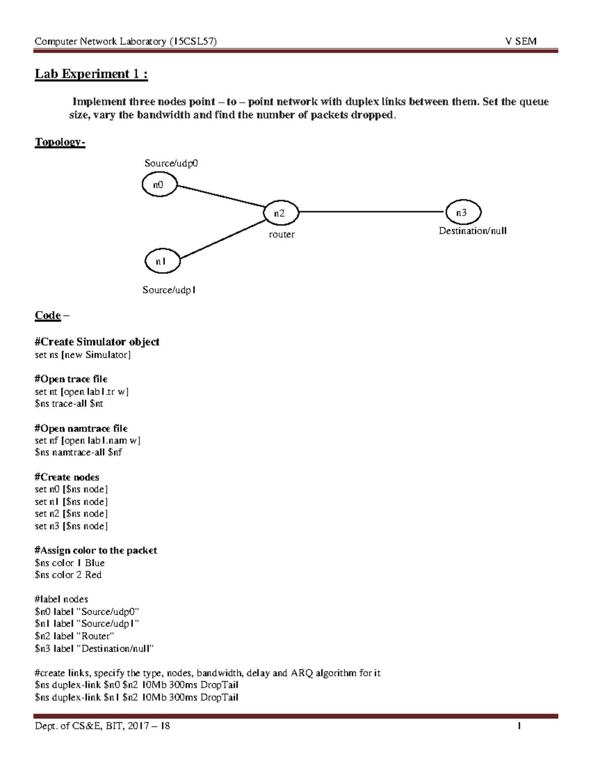 CNlab Vsem Manual: NS2/NS3 Network Simulation Labs - Studocu