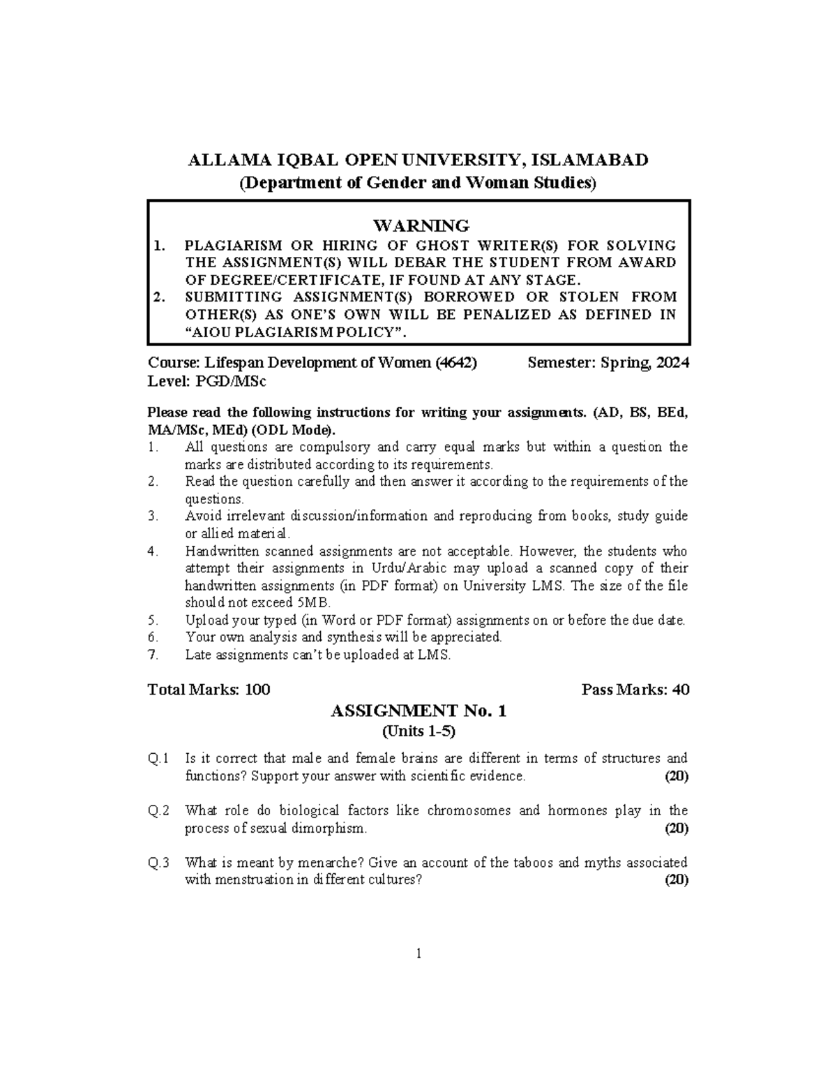 4642 - n/a - ALLAMA IQBAL OPEN UNIVERSITY, ISLAMABAD (Department of ...