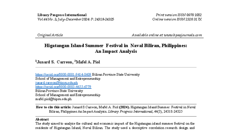 Impact Analysis of Higatangan Island Summer Festival on Community ...