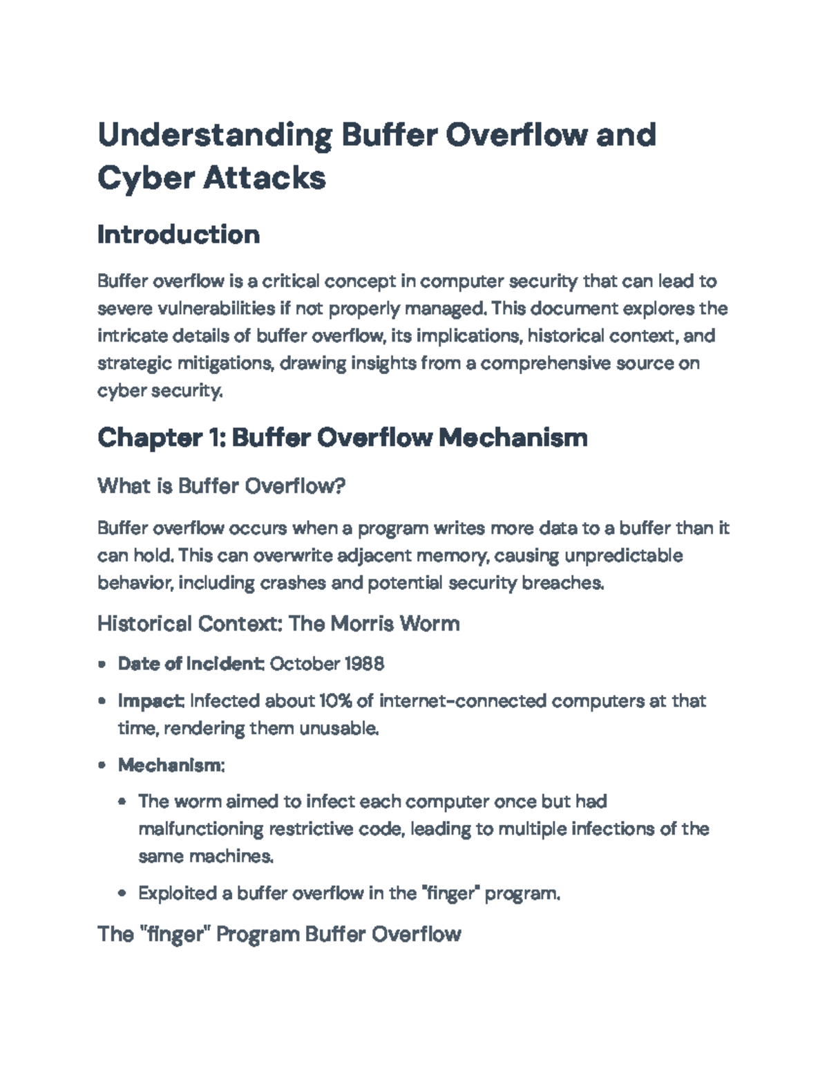 Buffer Overflow and Cyber Attacks: Insights and Mitigations - Understanding Buffer Overflow and ...