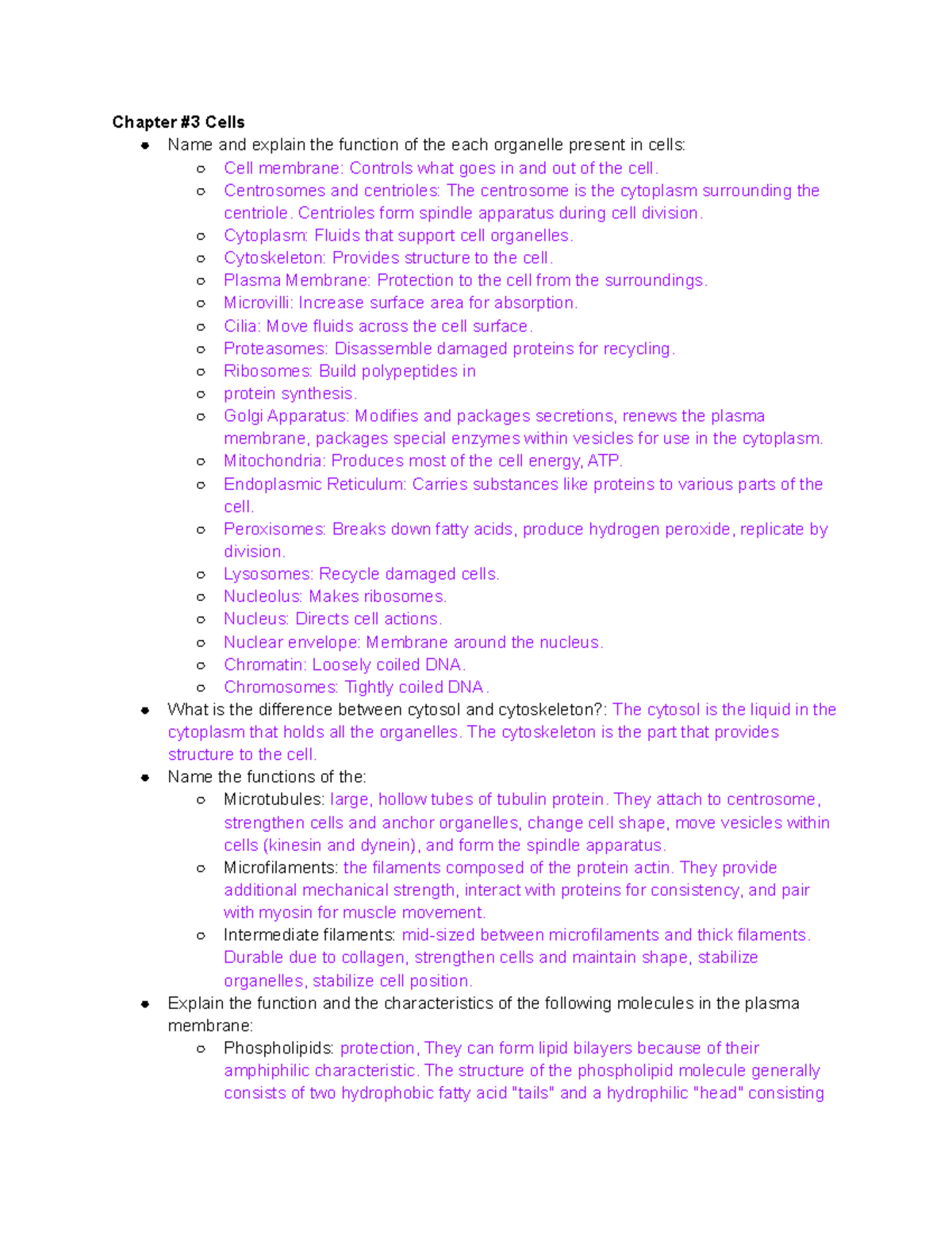 Cell Anatomy And Division Review Sheet Answers