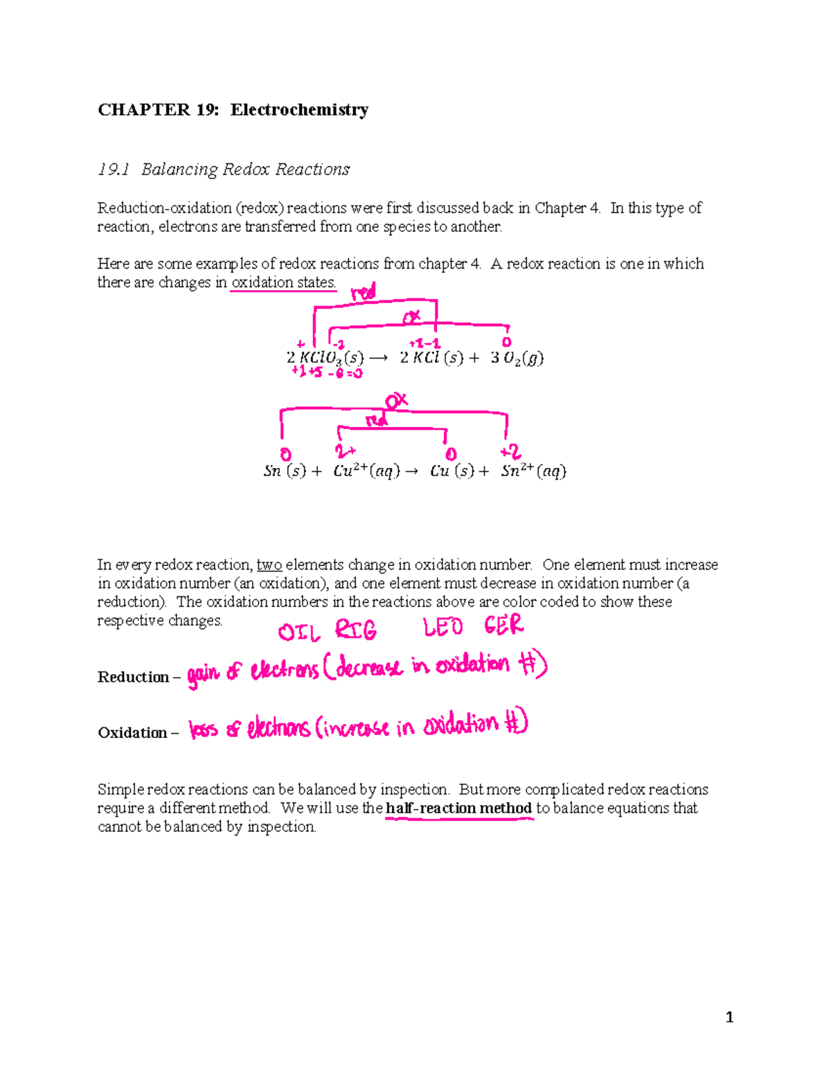 Chapter 19: Electrochemistry - Balancing Redox Reactions - Studocu
