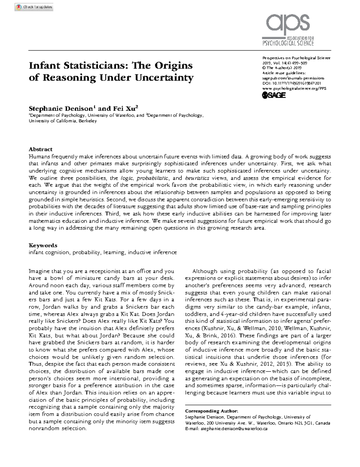 847201 The Origins of Reasoning Under Uncertainty: A Review of ...