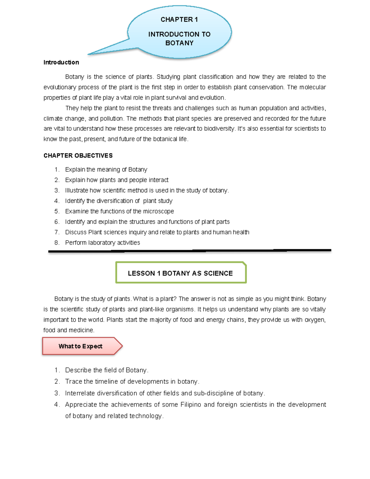 Chapter-1-Botany - Botany - Introduction Botany is the science of ...