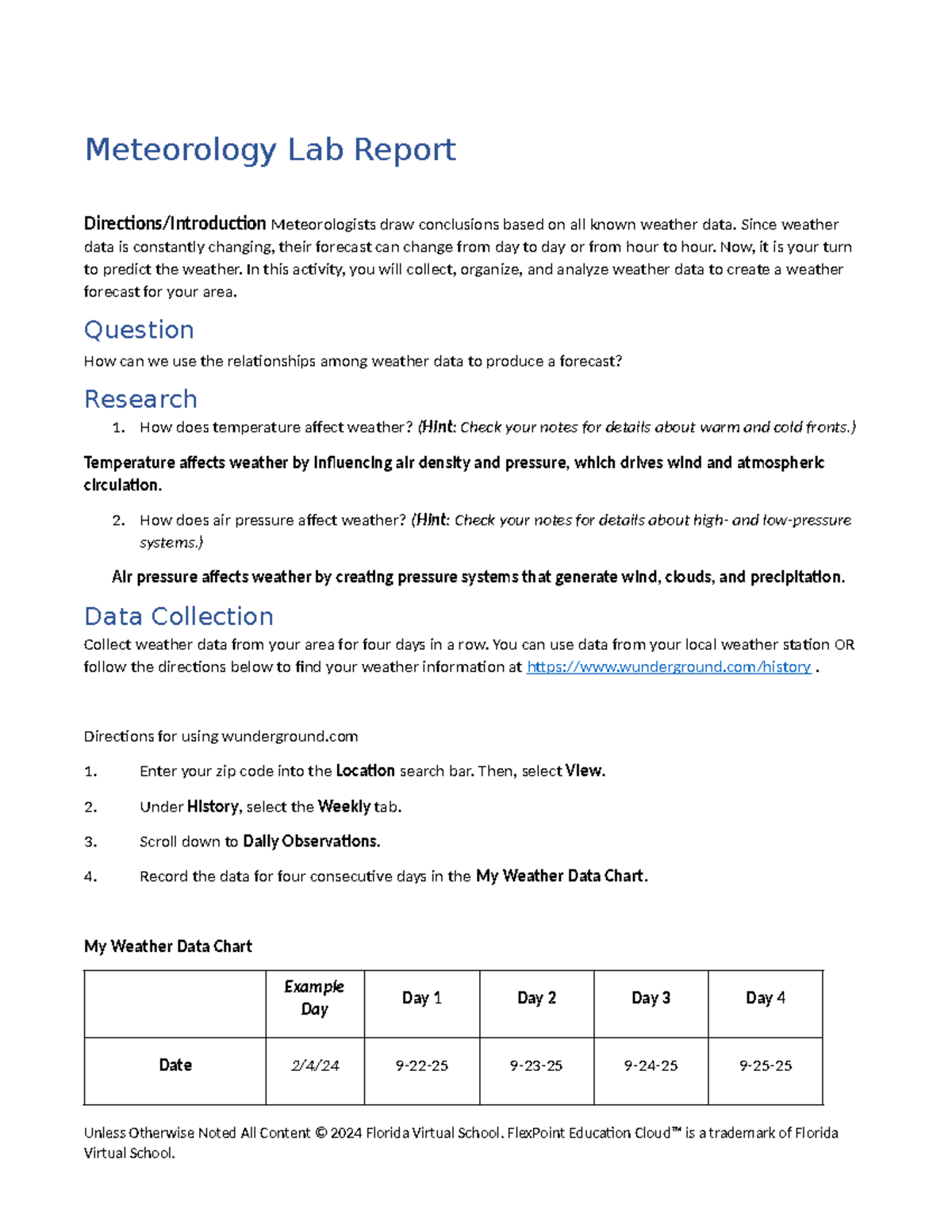 Meteorology Lab Report: Weather Data Analysis & Forecasting - Studocu