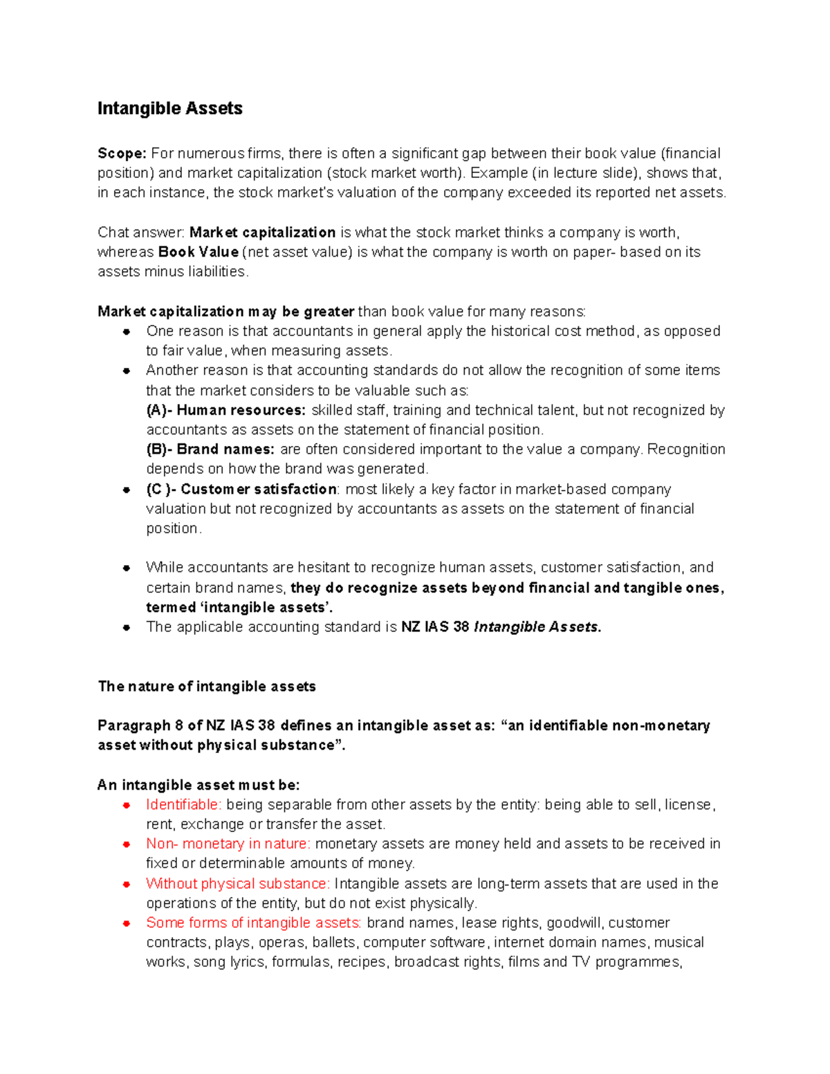 ACCY231 - Understanding Intangible Assets and Their Valuation - Studocu