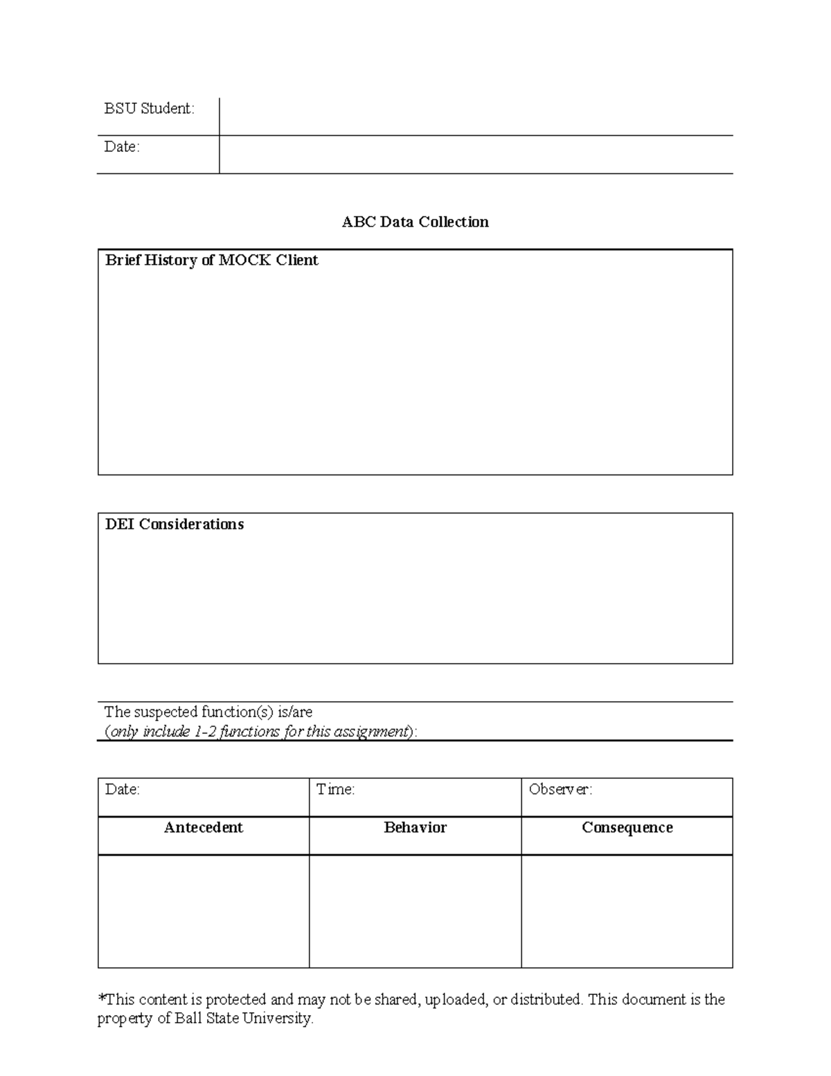 BSU 630: Mock Template for Data Collection & DEI Considerations - Studocu