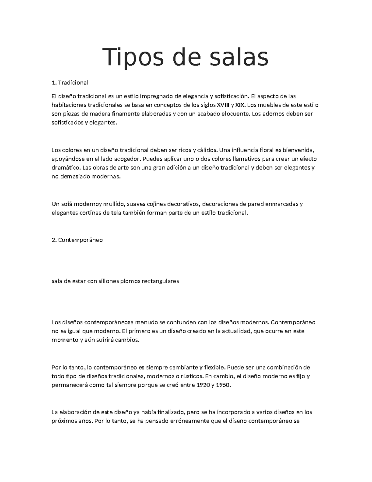 Tipos de Salas Más Empleados: Tradicional, Contemporáneo y Moderno ...