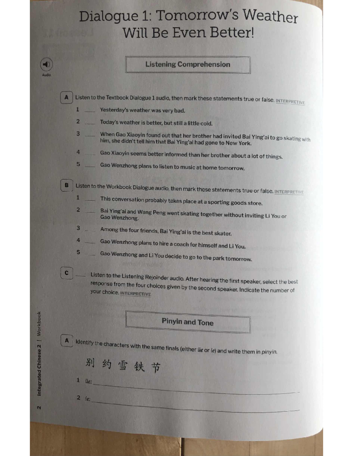 L11 D1 Weather Dialogue Listening Comprehension Workbook - Studocu