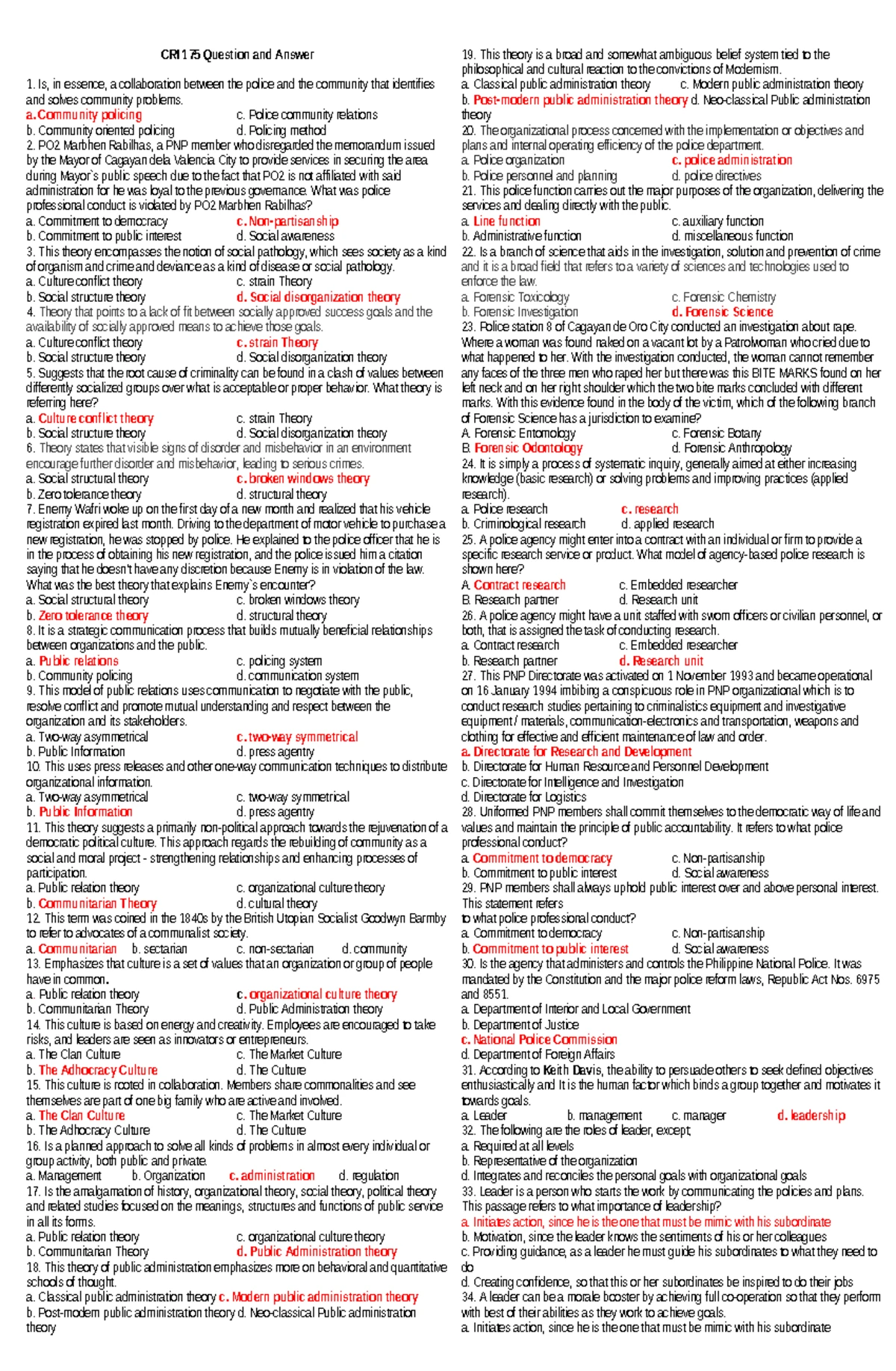 CDI 106: ARSON INVESTIGATION REVIEWER AND ANALYSIS - Studocu