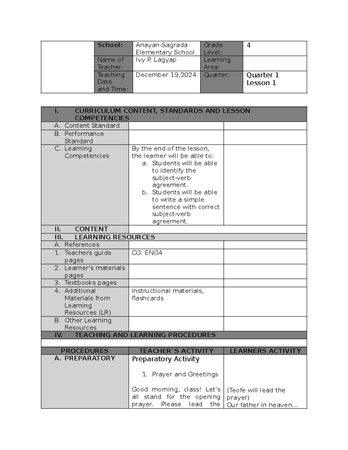 DLP EN3 Cause and Effect Lesson Plan for Grade 3 Students - Studocu