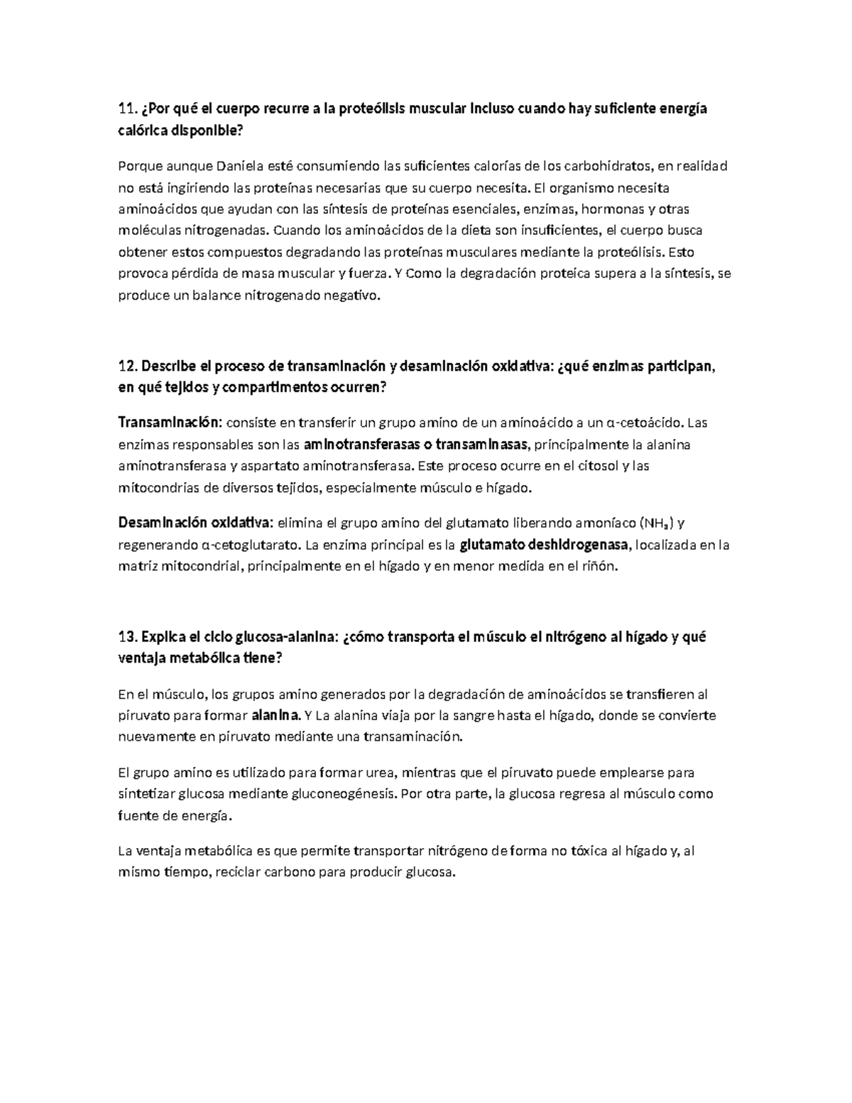 CASO 3 - Proteólisis Muscular y Metabolismo de Aminoácidos - Studocu