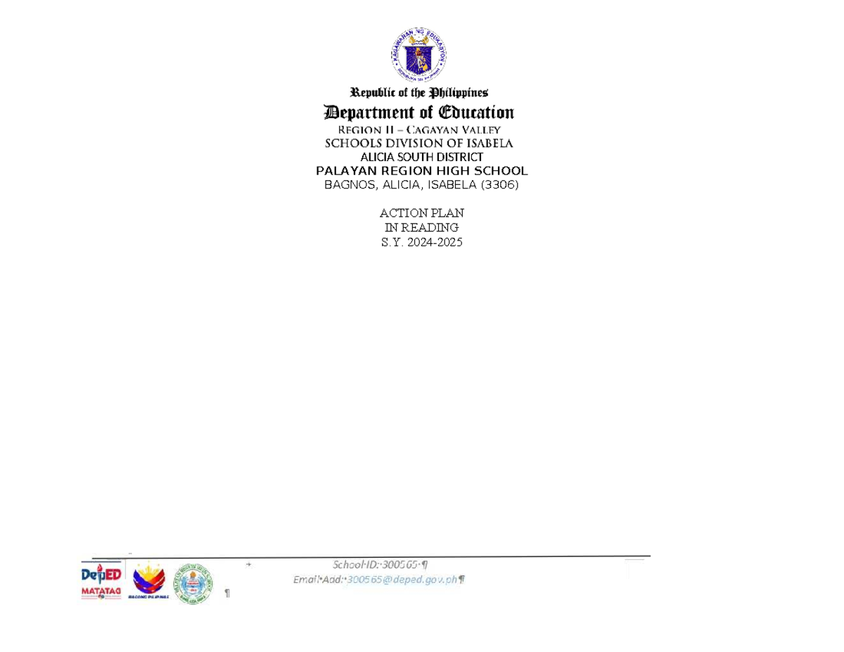 AIP English Action Plan for Reading Enhancement (3306) - Studocu