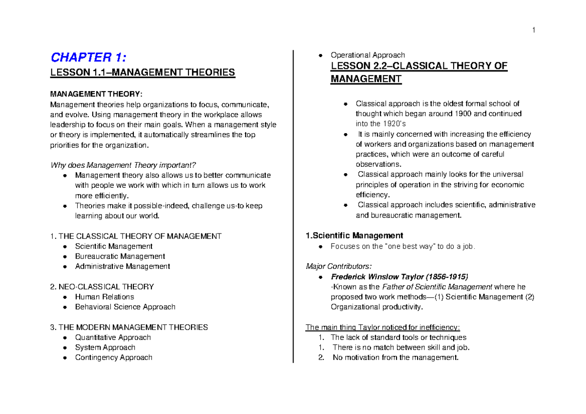 Emreviewer - EngMan Final Exam Study Guide: Management Theories - Studocu