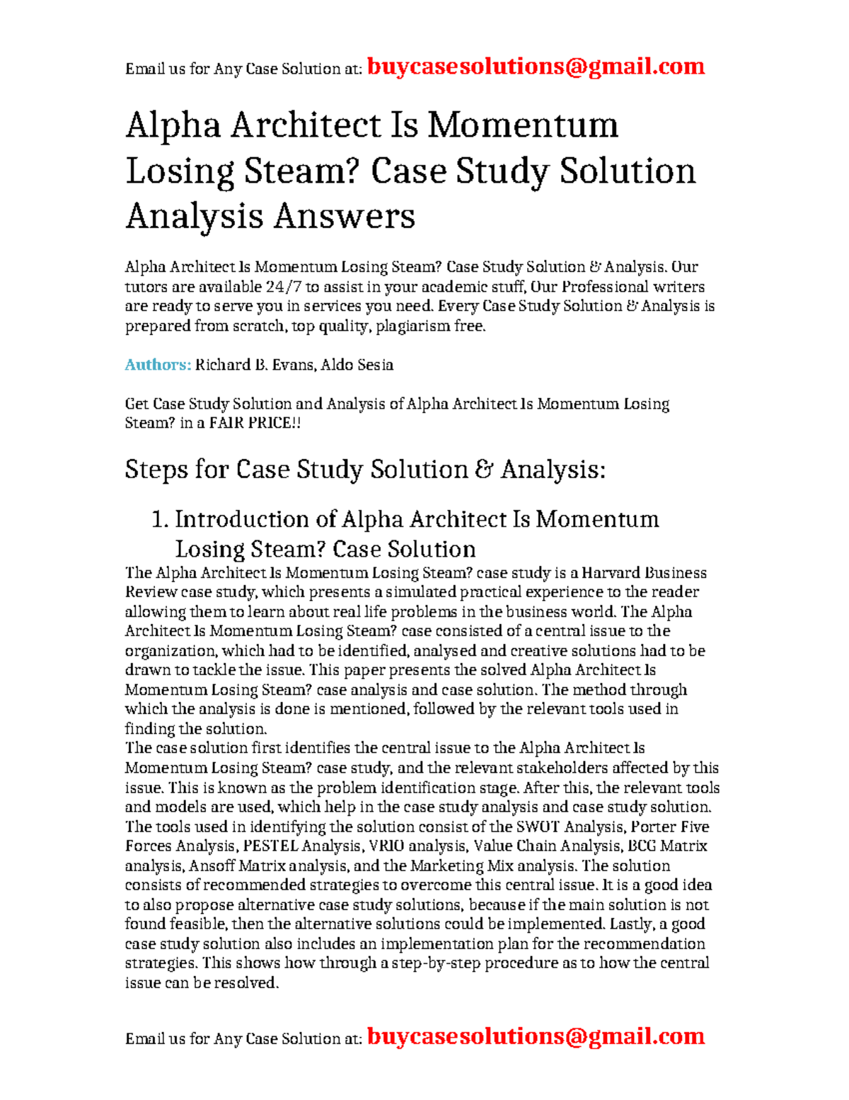 Alpha Architect Case Study: Analyzing Momentum & Strategies - Studocu