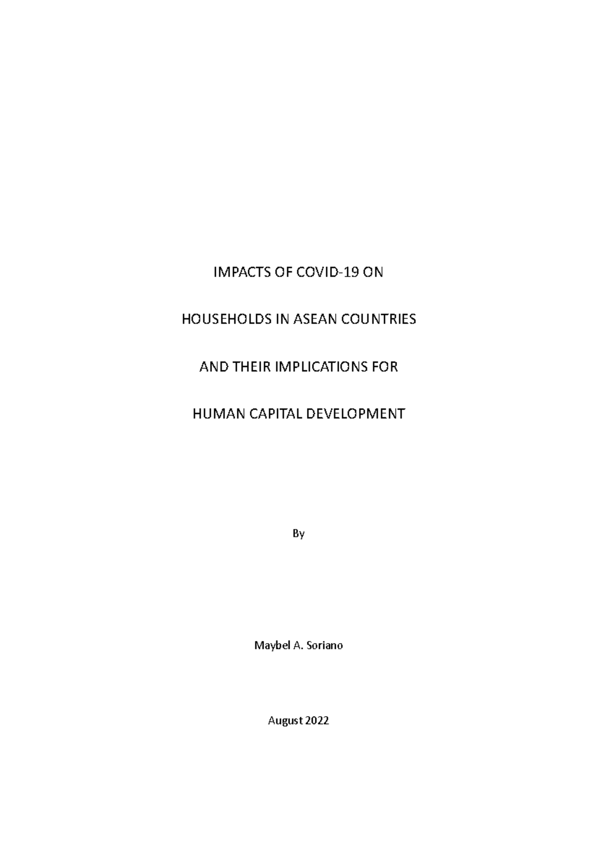 Issu Paper - HVJG - IMPACTS OF COVID-19 ON HOUSEHOLDS IN ASEAN ...
