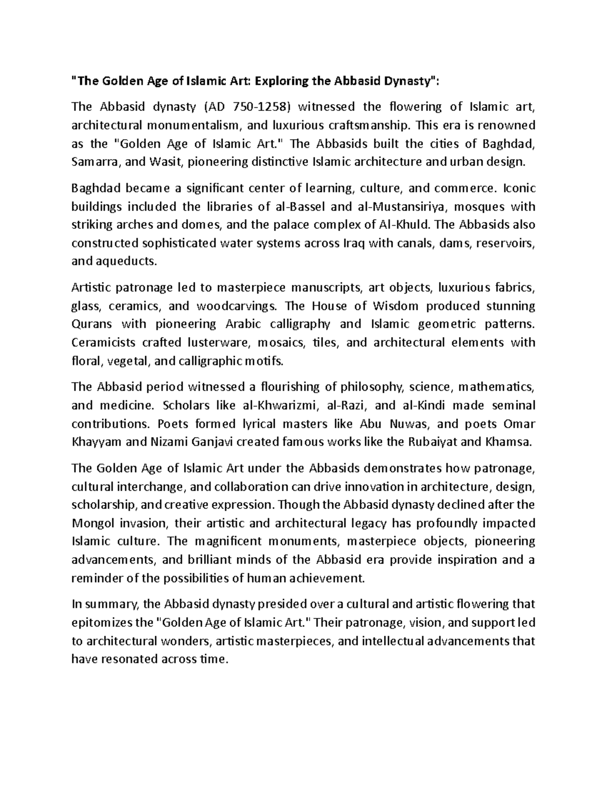 The Golden Age of Islamic Art: Exploring the Abbasid Dynasty - "The ...