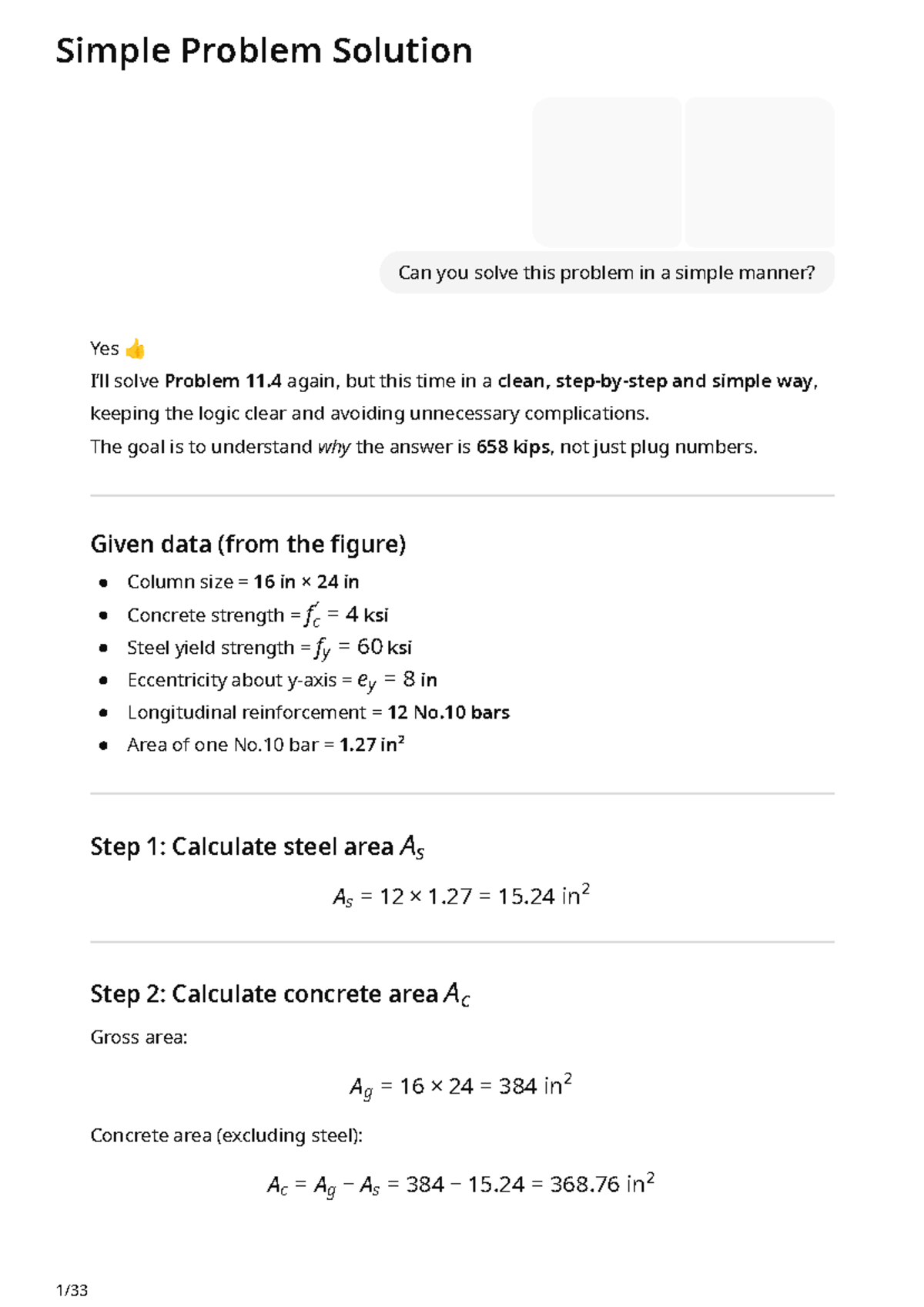Problem 11.4 Solution: Column Design Without Interaction Charts - Studocu