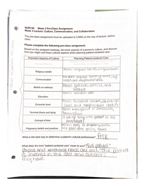 NUR 163 Week 2 Pre-Class Assignment 2 - 163 Week 2 Pre-Class Student Worksheets Note to students ...