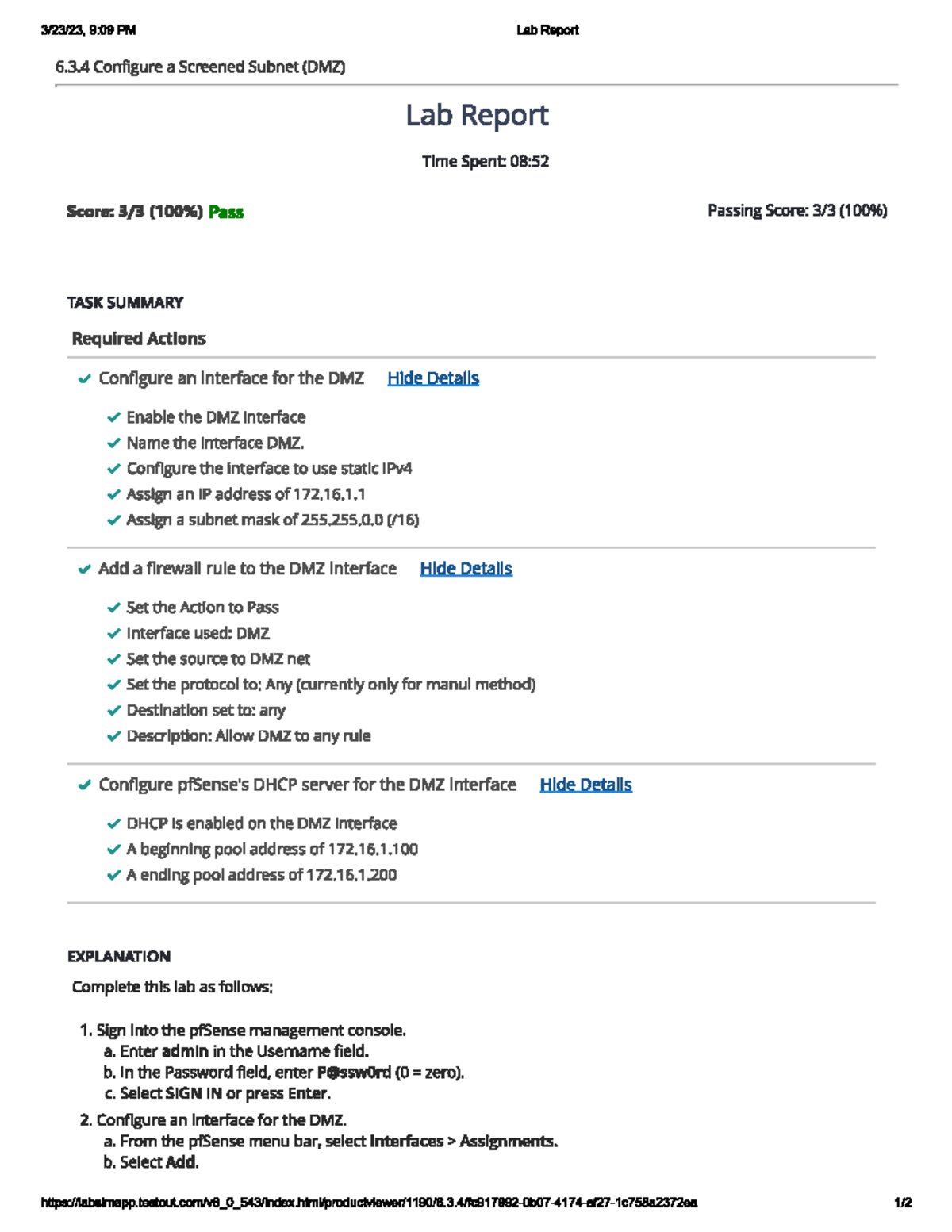 6 3 4 Configure A Screened Subnet Dmz 9 09 Pm Lab Report 6 3 Configure A Screened Subnet