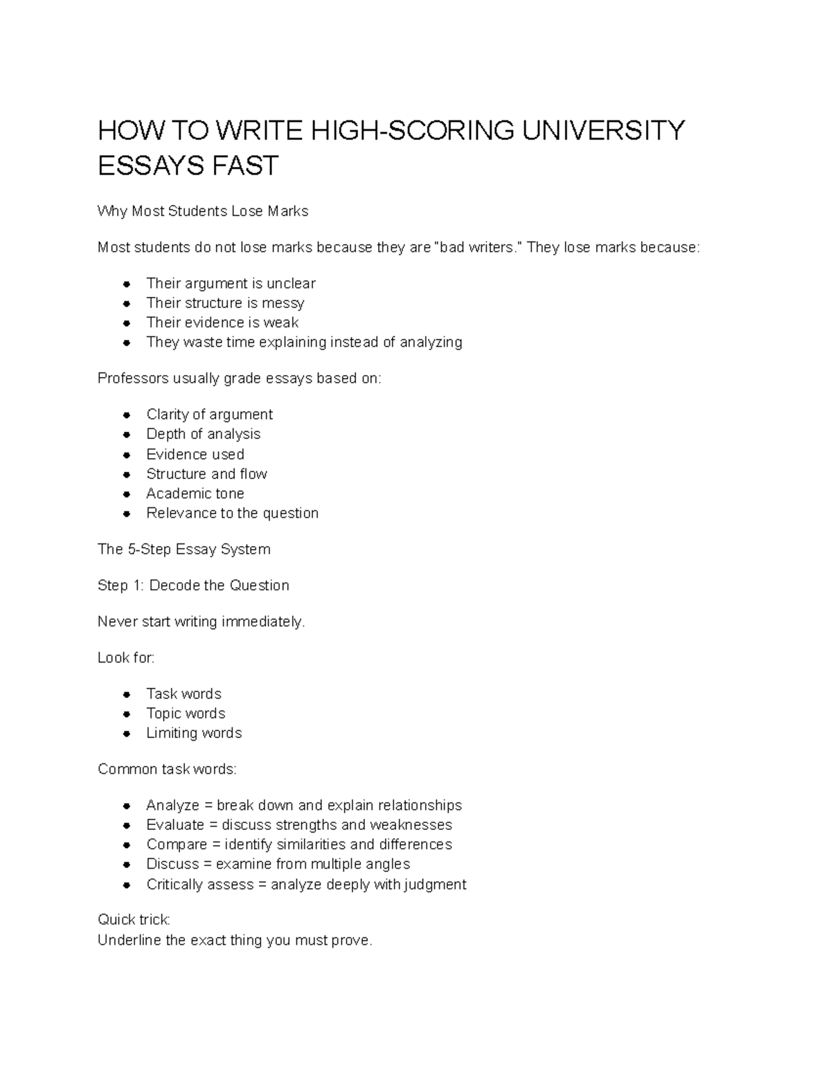 ENG101 Final Exam: Mastering University Essay Writing Techniques - Studocu