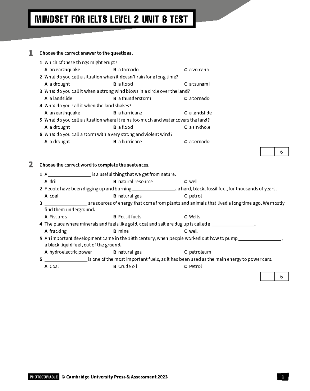 MINDSET FOR IELTS LEVEL 2 UNIT 6 TESTS: STUDENT ANSWERS - Studocu