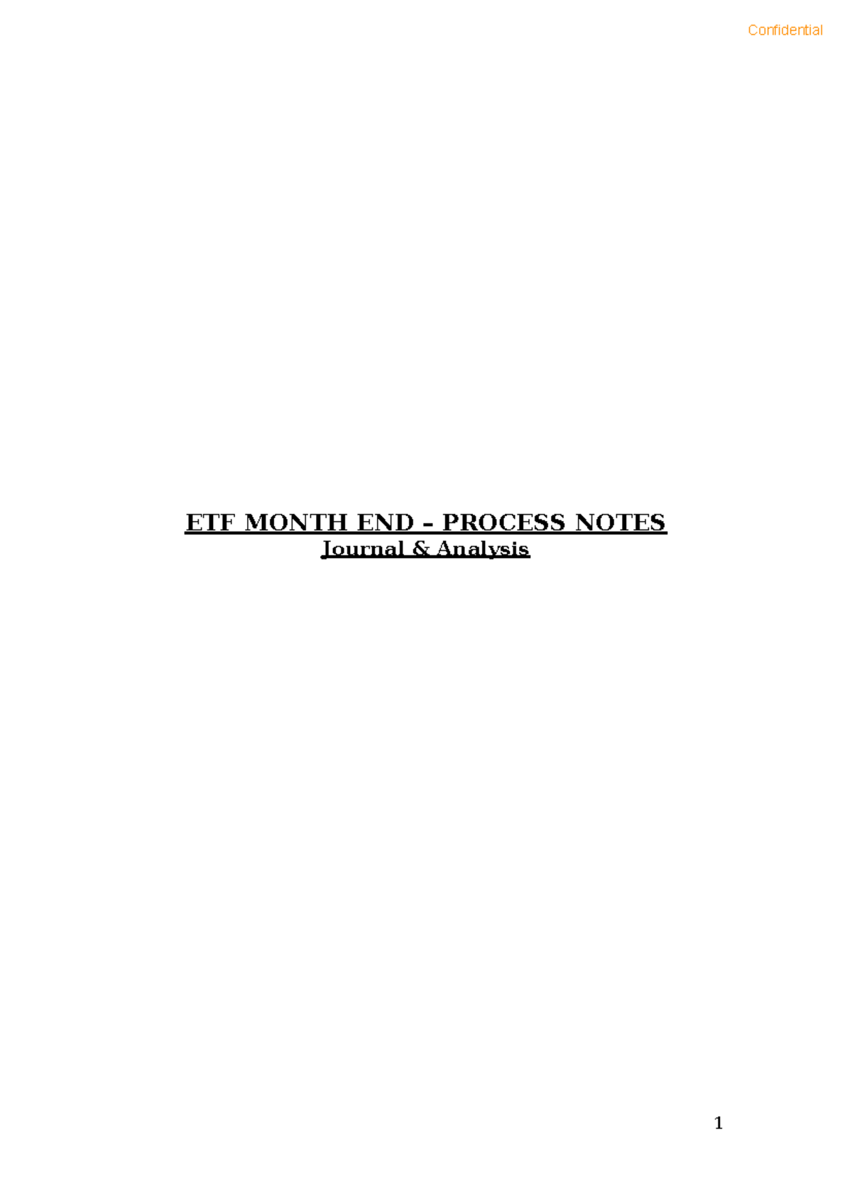 ETF MONTH END PROCESS NOTES: Journal & Revenue Analysis Guide - Studocu