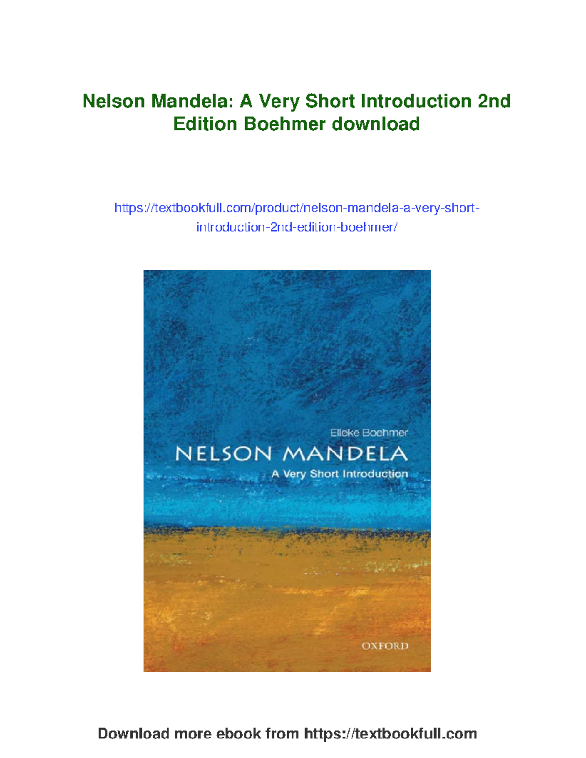 Nelson Mandela: A Very Short Introduction (2nd Ed.) by Elleke Boehmer ...