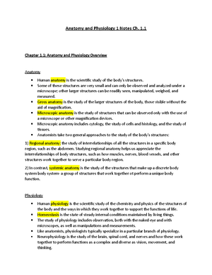 Human Anatomy and Physiology Overview - CH101 Lecture Notes - Detailed ...