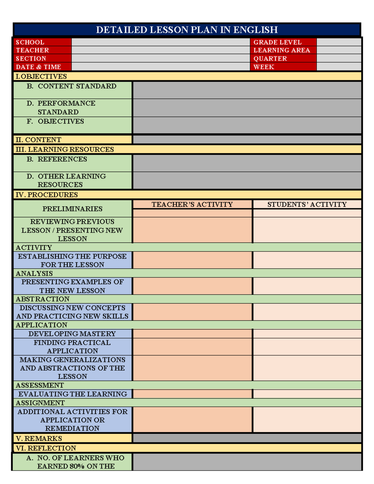 5AS Detailed Lesson Plan Guide for English Teaching - Studocu