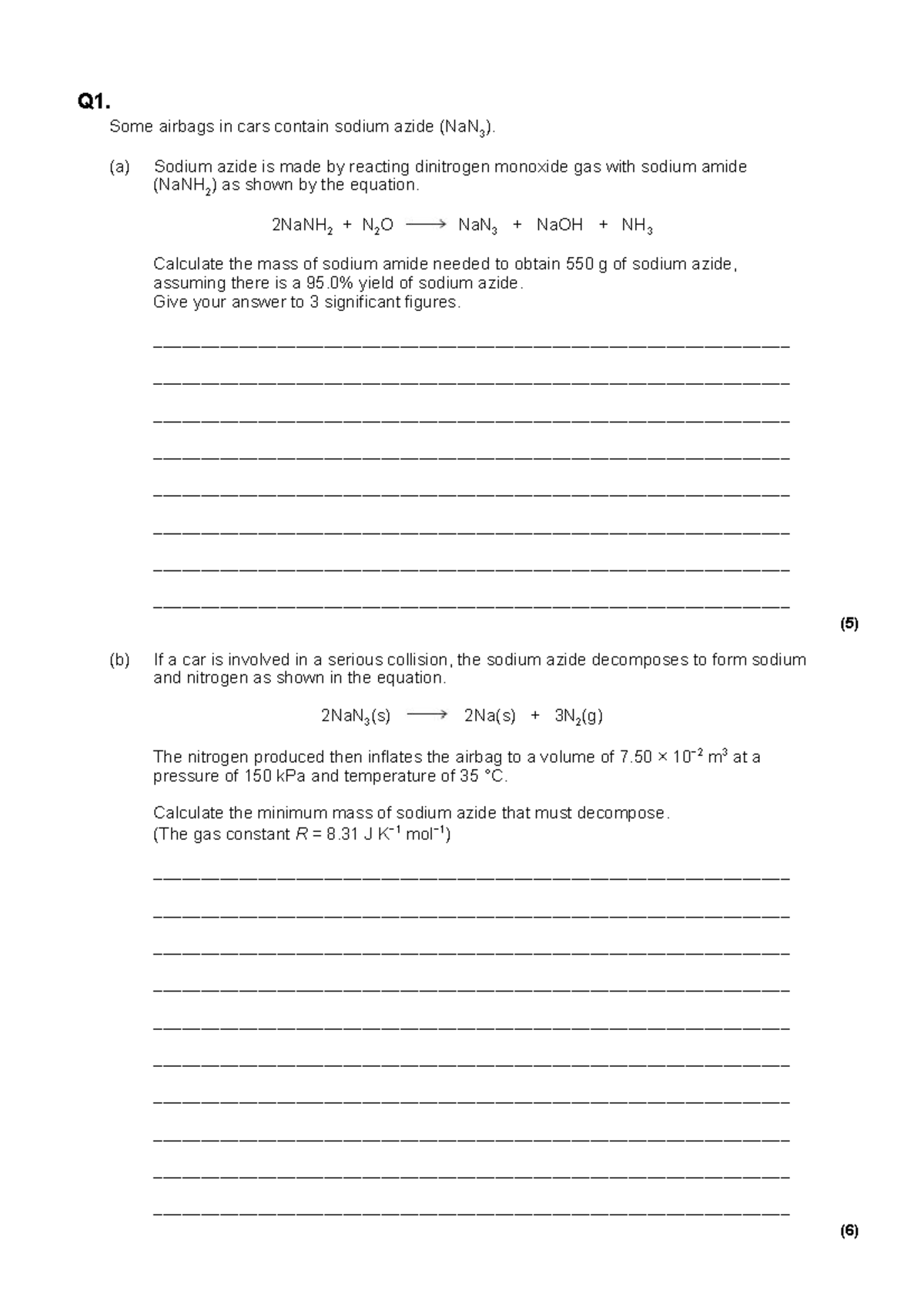 Percentage Yield Practice Questions for Chemistry 101 - Studocu
