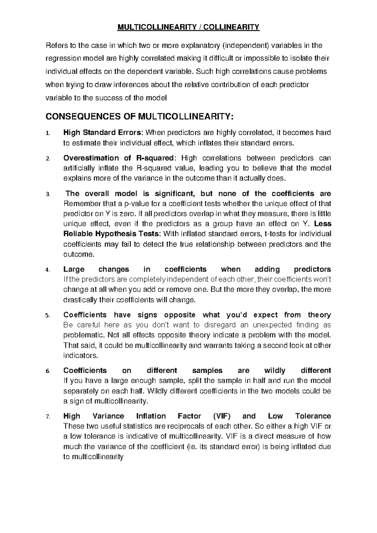 Multicollinearity Notes (2025): Understanding Causes, Consequences ...