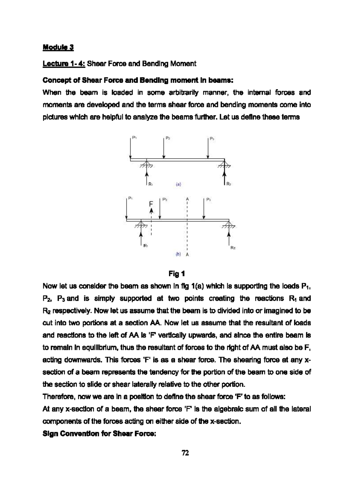Module 3 Lecture 4: Understanding Shear Force & Bending Moment in Beams ...