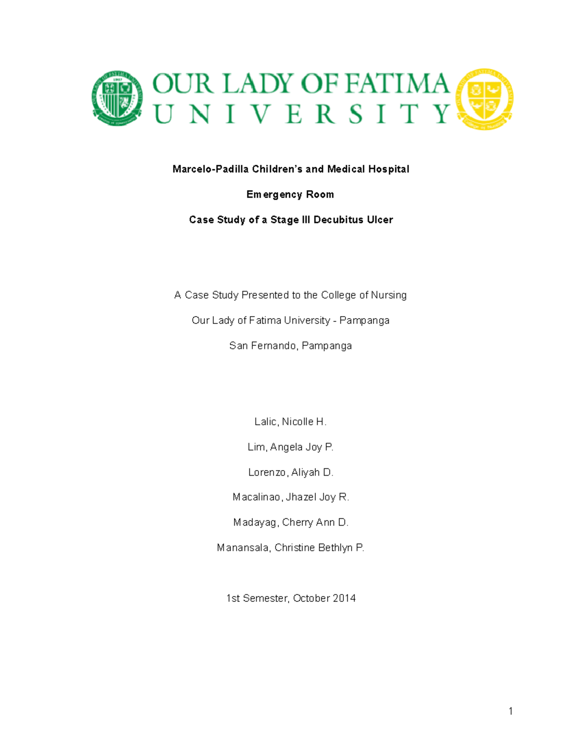 ER Case Study: Stage III Decubitus Ulcer at Marcelo-Padilla Hospital - Studocu