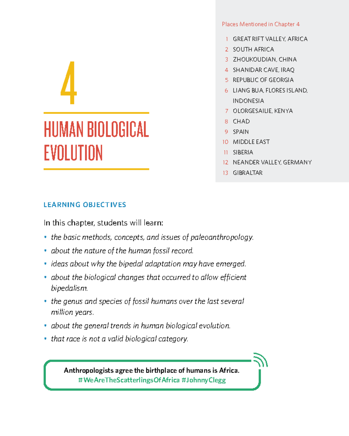 Chapter 4: Human Biological Evolution - Key Locations and Concepts ...