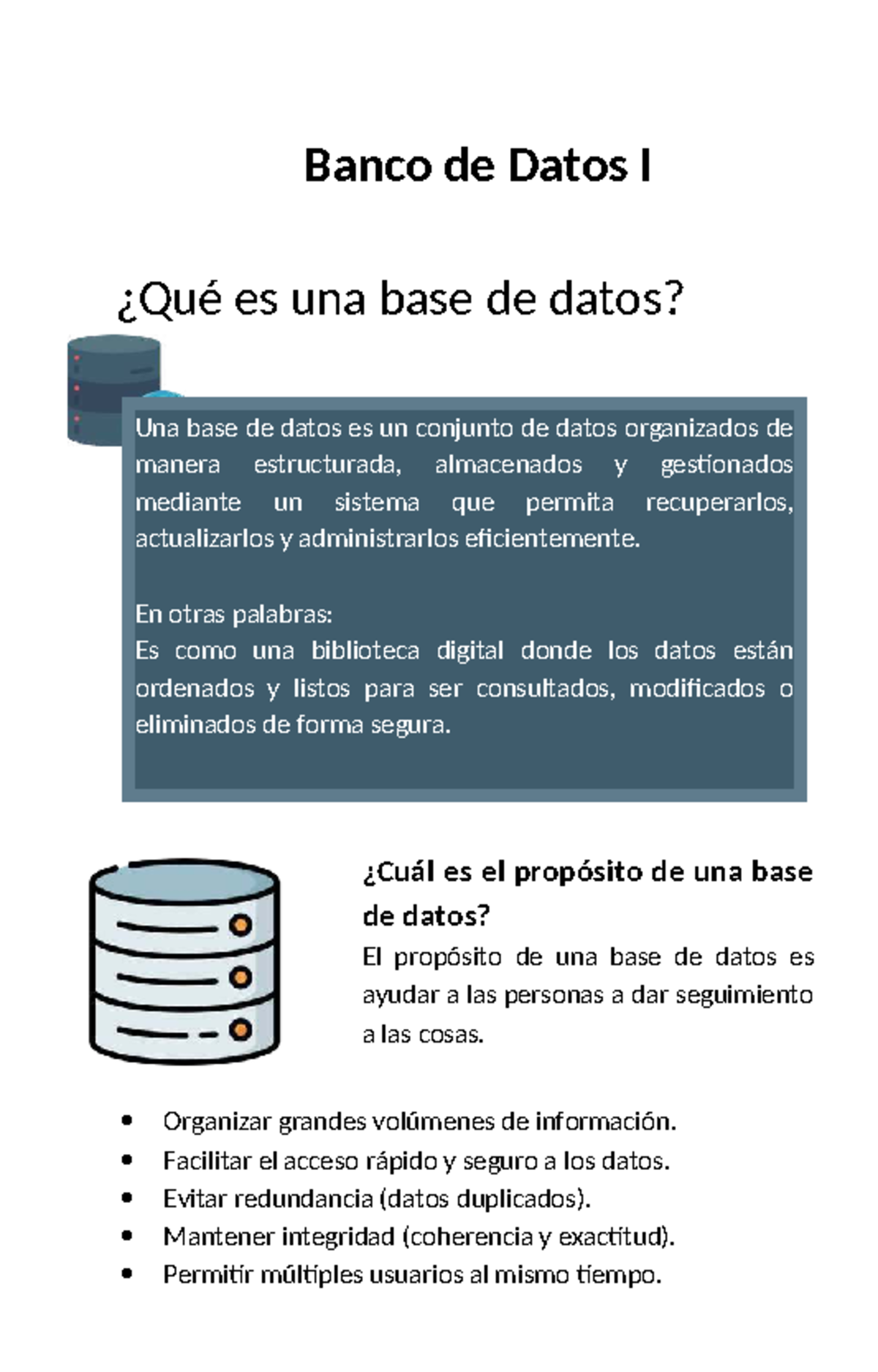 Banco de Datos I: Conceptos y Estructuras de Bases de Datos - Studocu