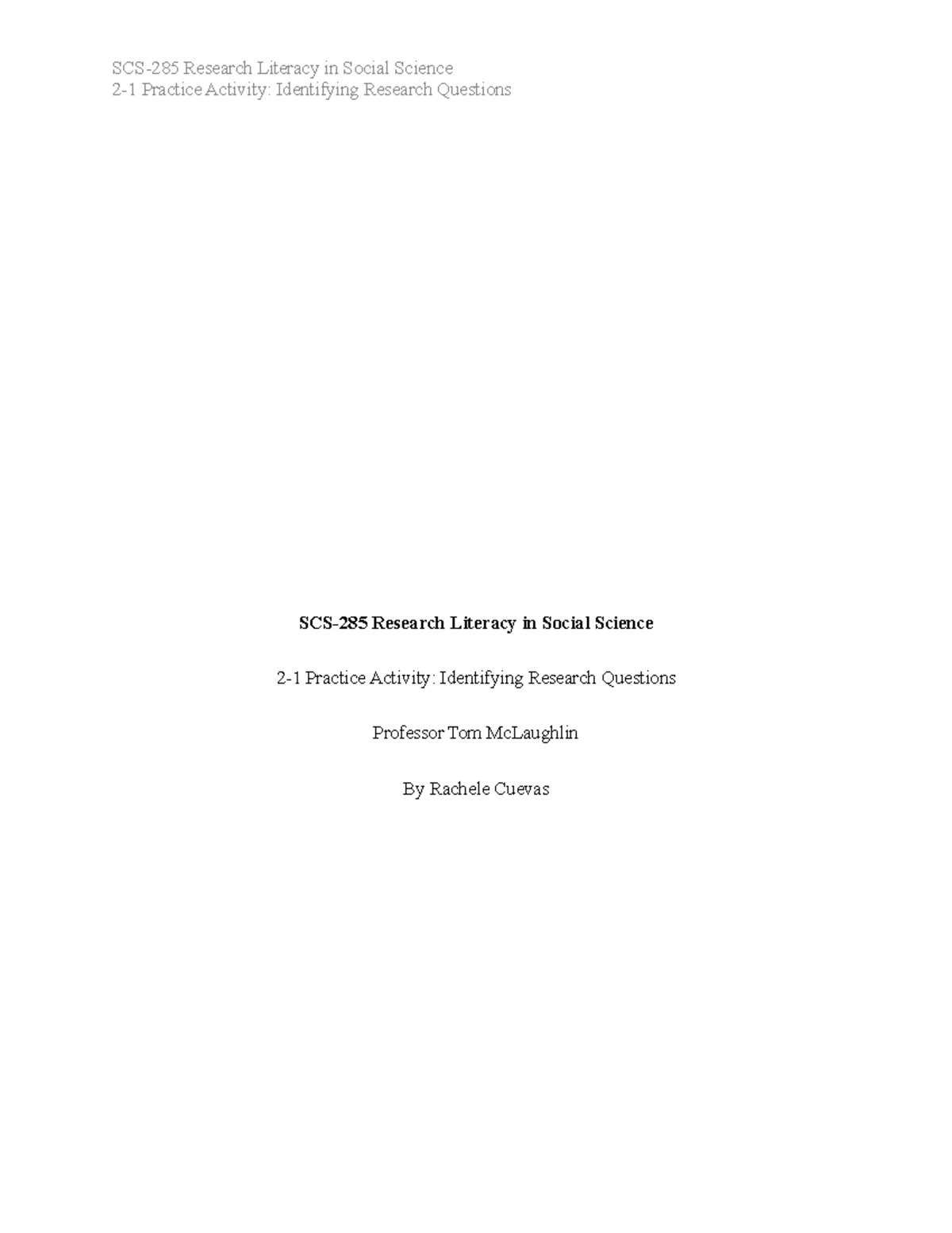 Research Literacy in Social Science: Identifying Research Questions (2 ...