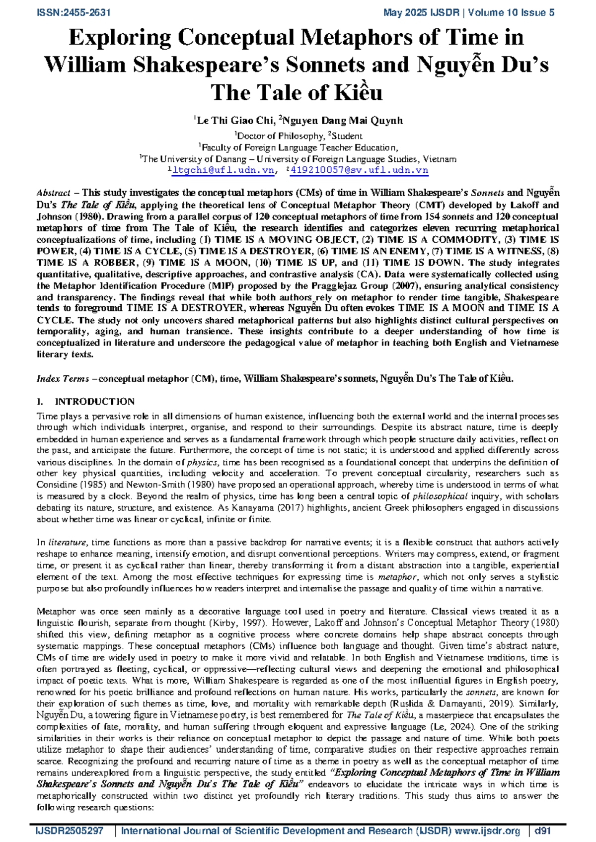 Comparative Study of Time Concepts in Shakespeare's Sonnets and Nguyễn ...