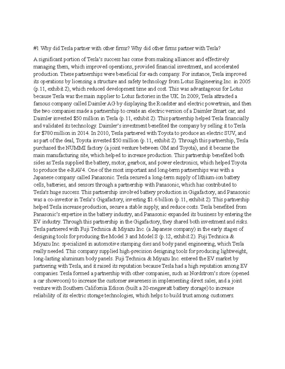 Tesla Partnerships: Strategic Alliances for Success - Studocu