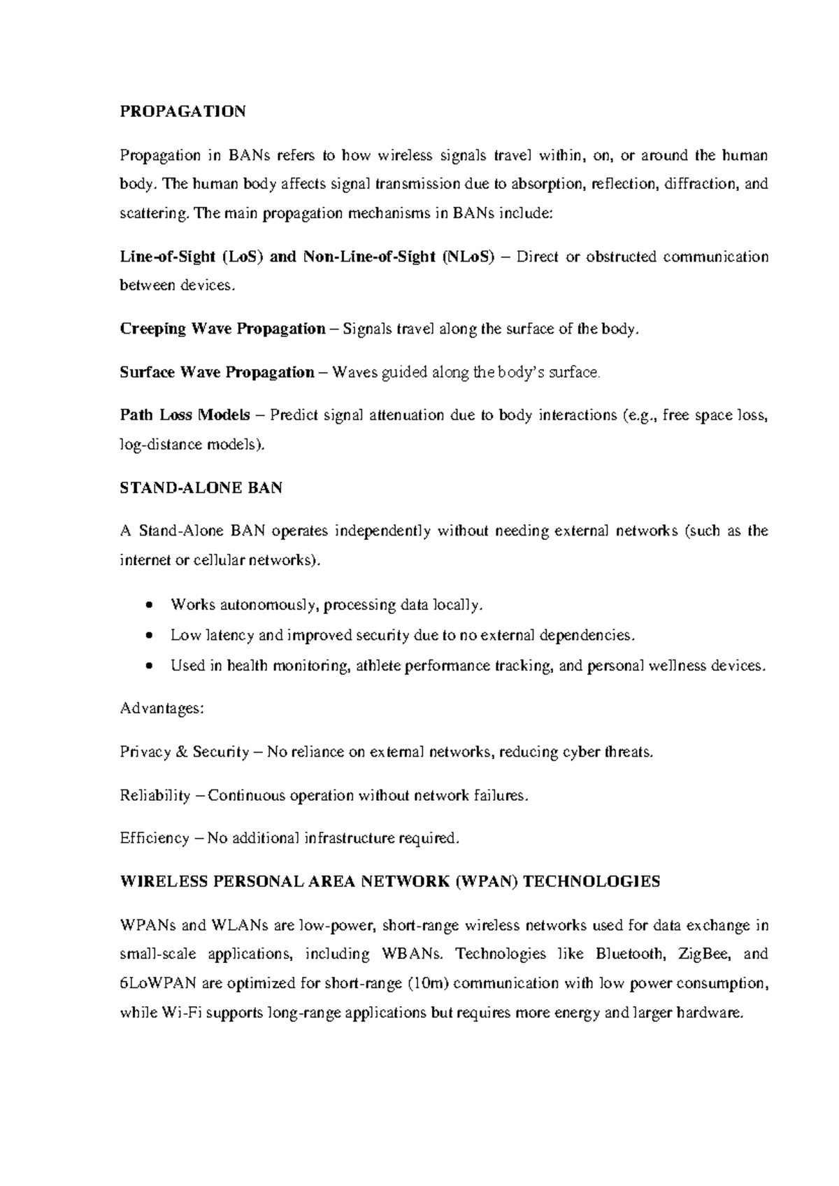 Propagation - Study material - PROPAGATION Propagation in BANs refers ...
