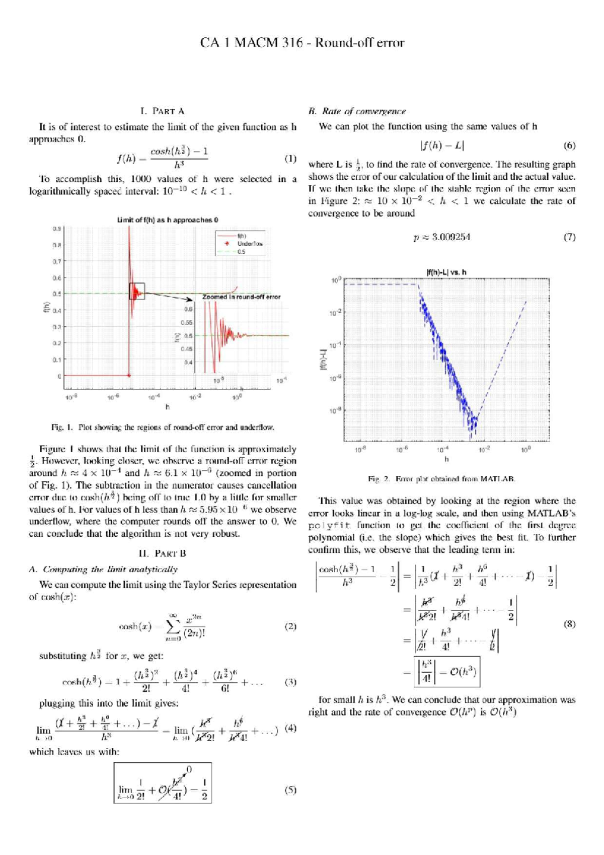CA1 MACM 316: Rate of Convergence Analysis and Error Estimation - Studocu