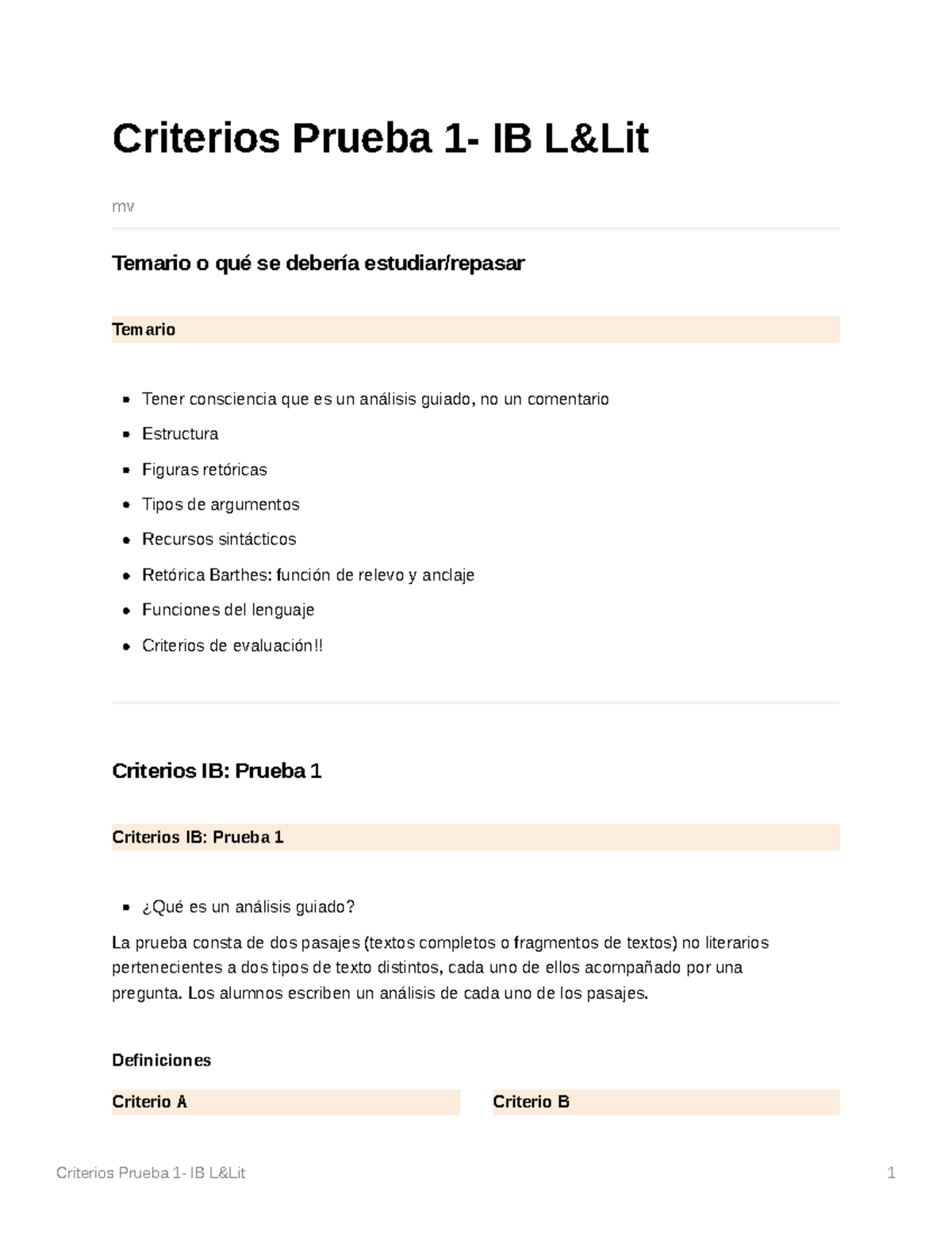 IB L&L NS - Clave para Prueba 1: Análisis Guiado y Estrategias - Studocu