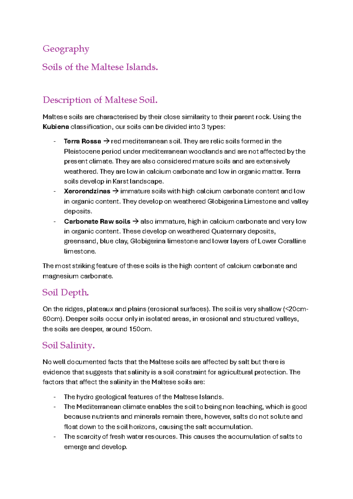 Soils of the Maltese Islands: Characteristics and Challenges - Studocu