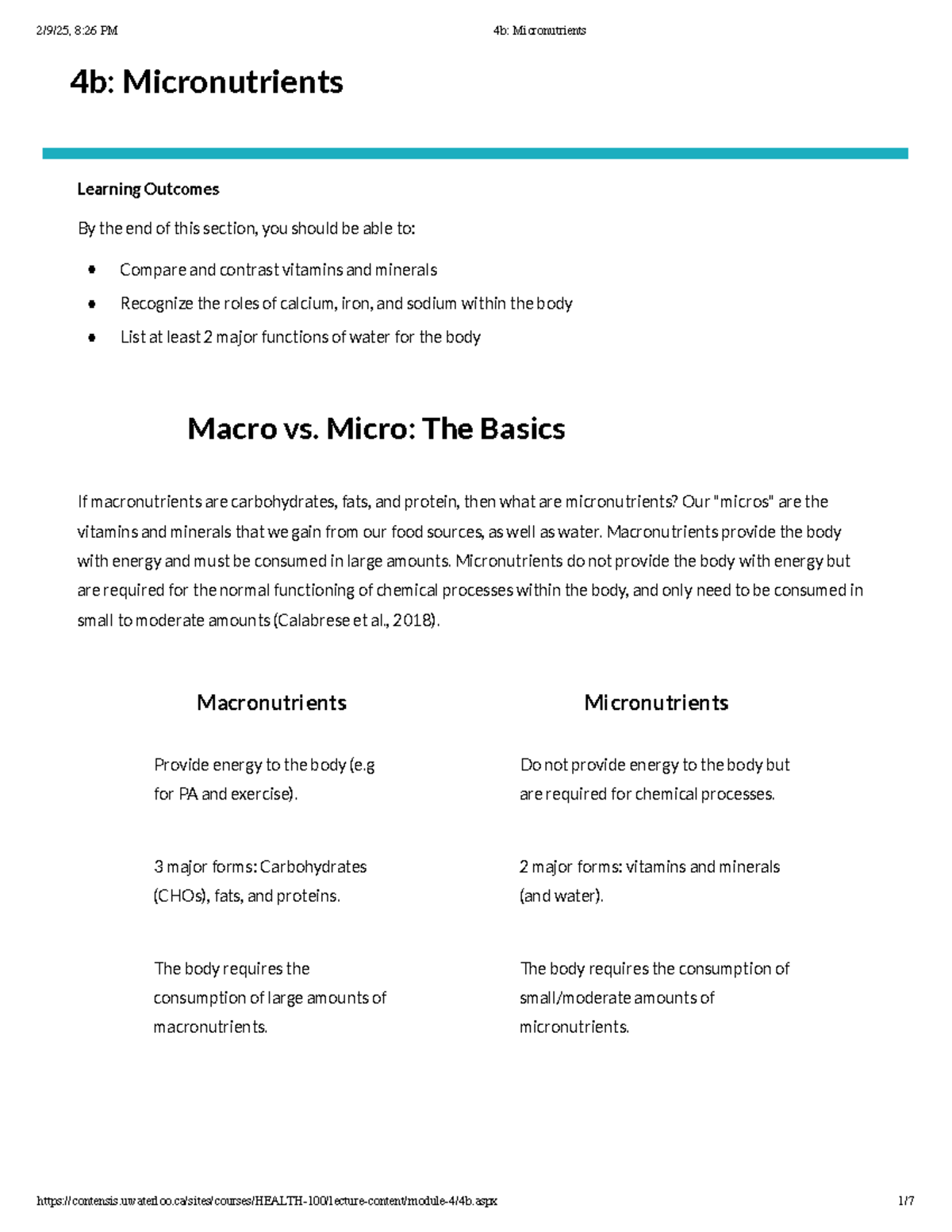 4b: Micronutrients Overview - Vitamins, Minerals, and Their Functions ...