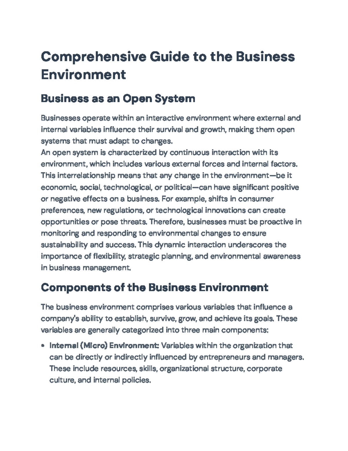 Comprehensive Guide to Business Environment: Analysis & Strategy (BUS ...