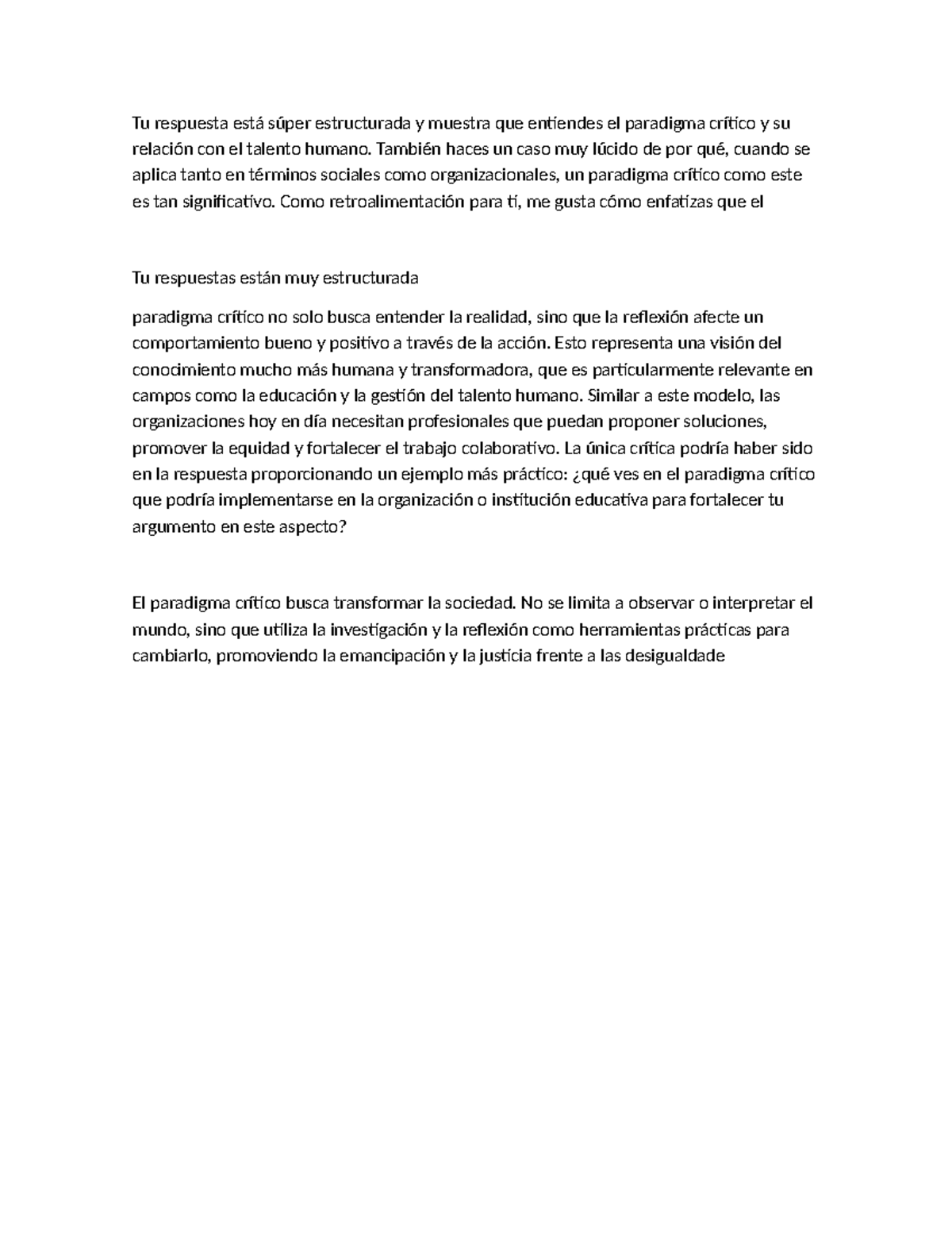 Foro 3: Resumen del Paradigma Crítico y su Impacto en el Talento Humano ...