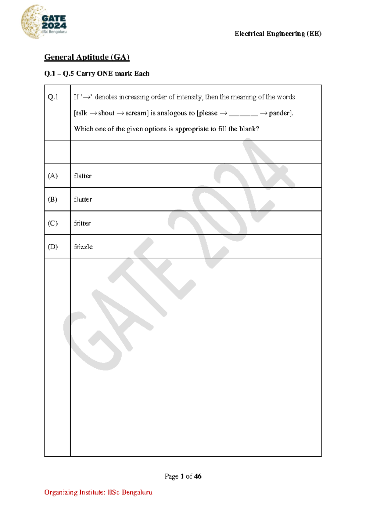 EE24S8 - Electrical Engineering General Aptitude Questions and ...